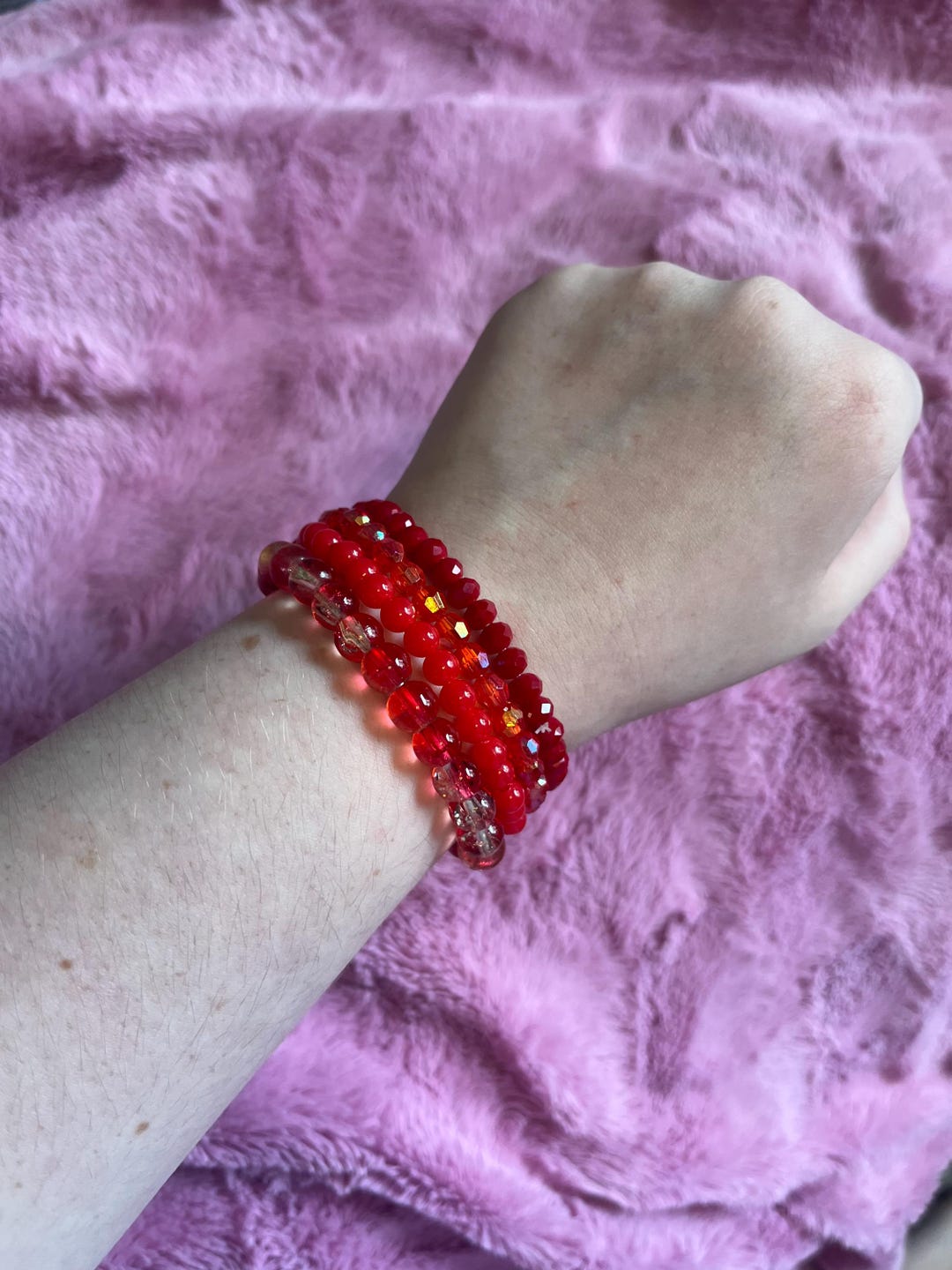 Red 4-stack Beaded Bracelets - Etsy