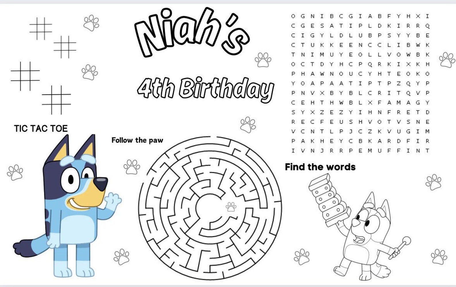 Bluey Activity Placemat - Etsy