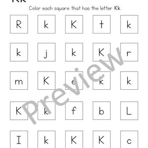 Letter Kk Recognition Coloring DIGITAL DOWNLOAD - Etsy