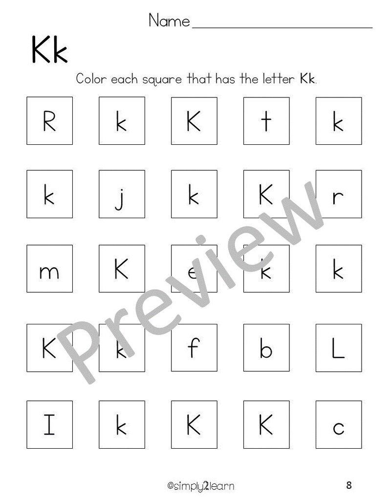 Letter Kk Recognition Coloring DIGITAL DOWNLOAD - Etsy