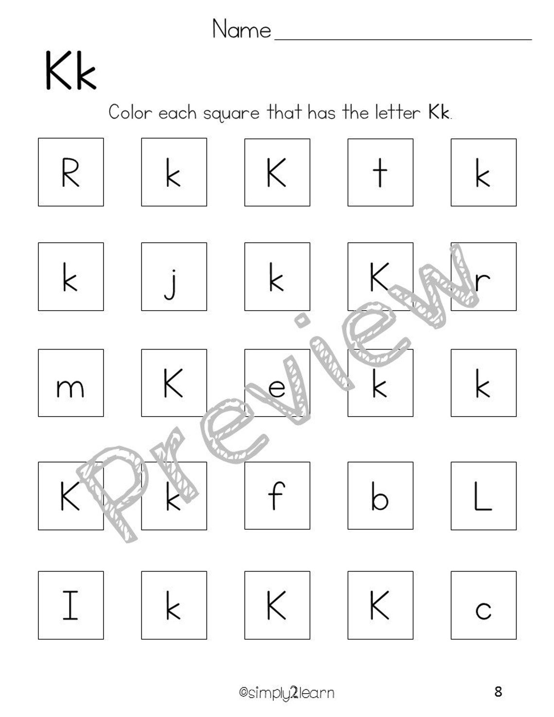 Letter Kk Recognition Coloring DIGITAL DOWNLOAD - Etsy