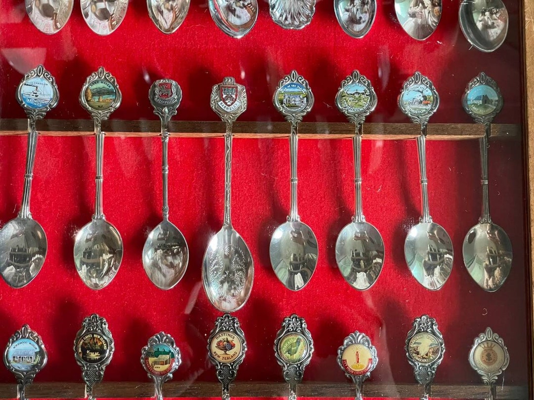 Vintage Red Velvet Solid Wood Hanging Spoon Display Case - Etsy