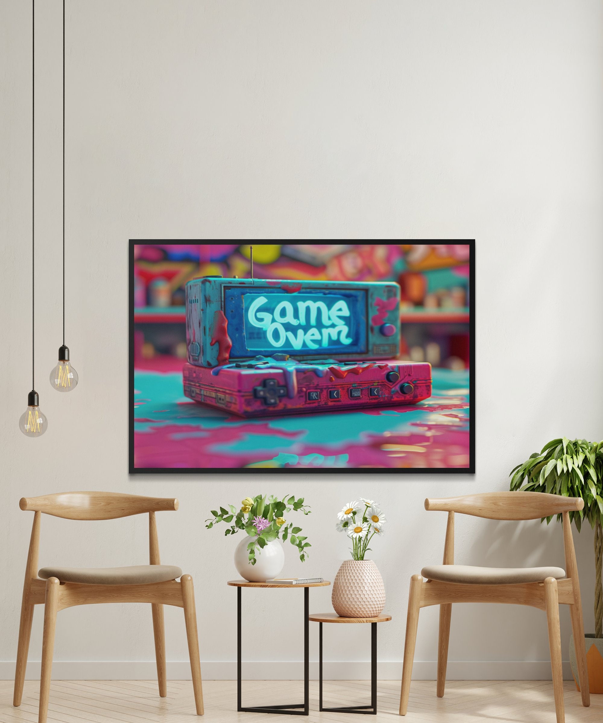 Retro Game Over Screen Digital Wallpaper, Vintage Gaming Console ...