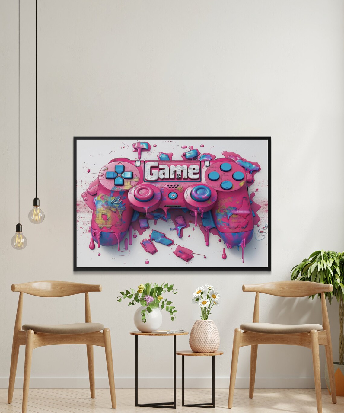 Pink Splatter Video Game Controller Digital Art, Graffiti Style Gamer ...