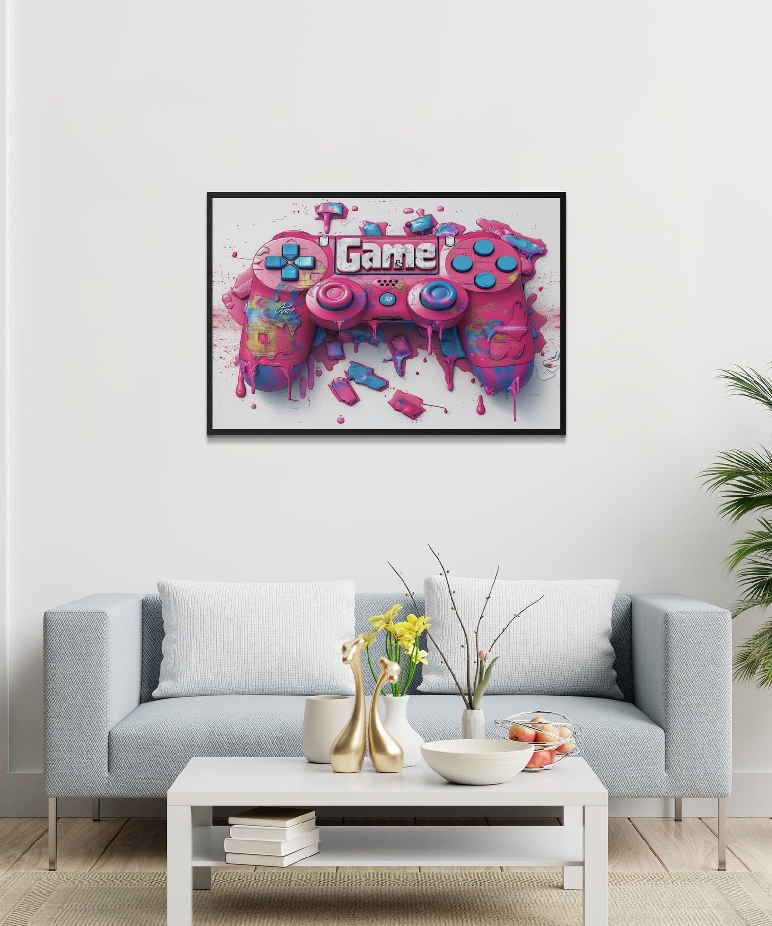 Pink Splatter Video Game Controller Digital Art, Graffiti Style Gamer ...