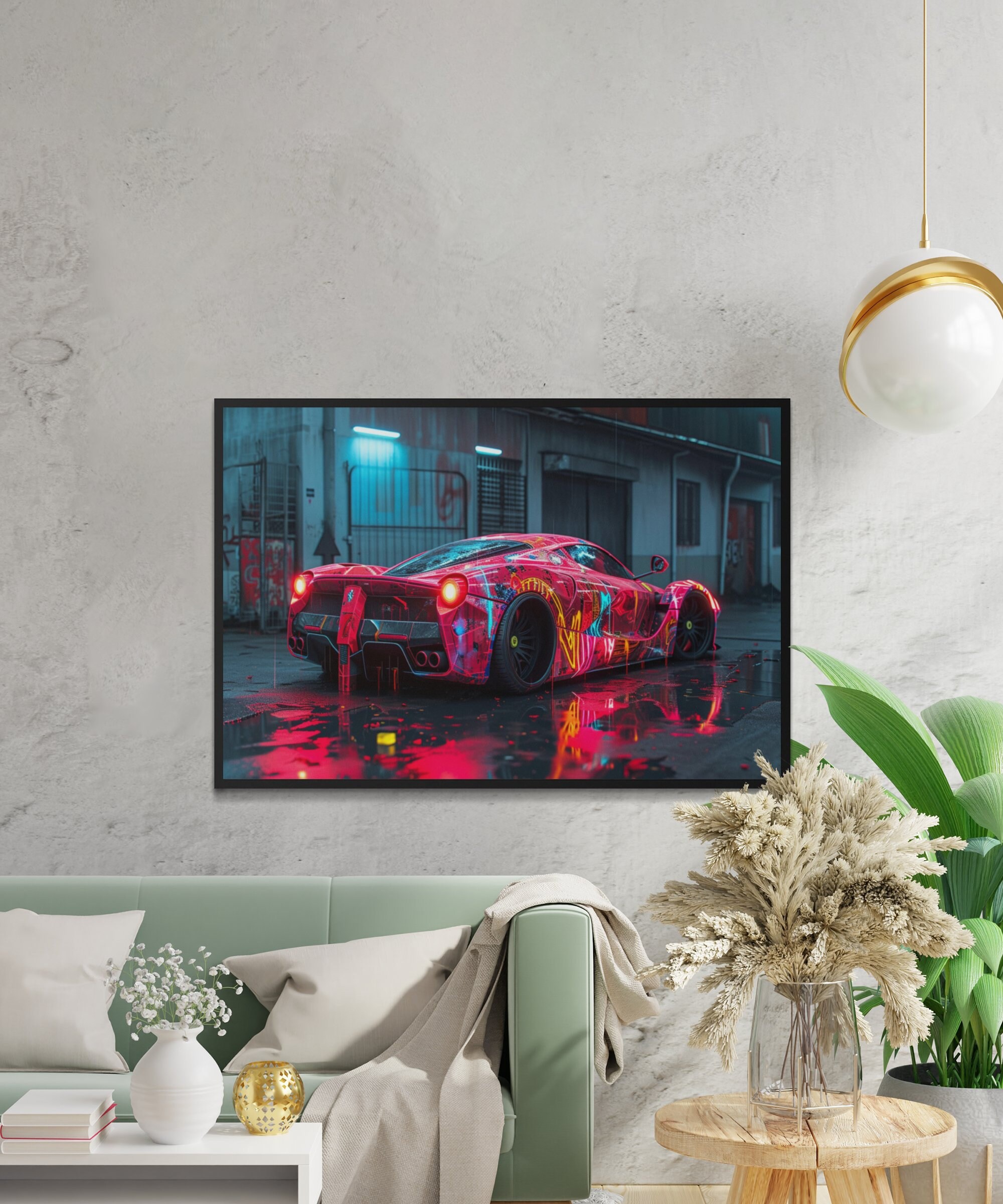 Cyberpunk Racing Car Digital Wallpaper, Futuristic Neon Car Art ...