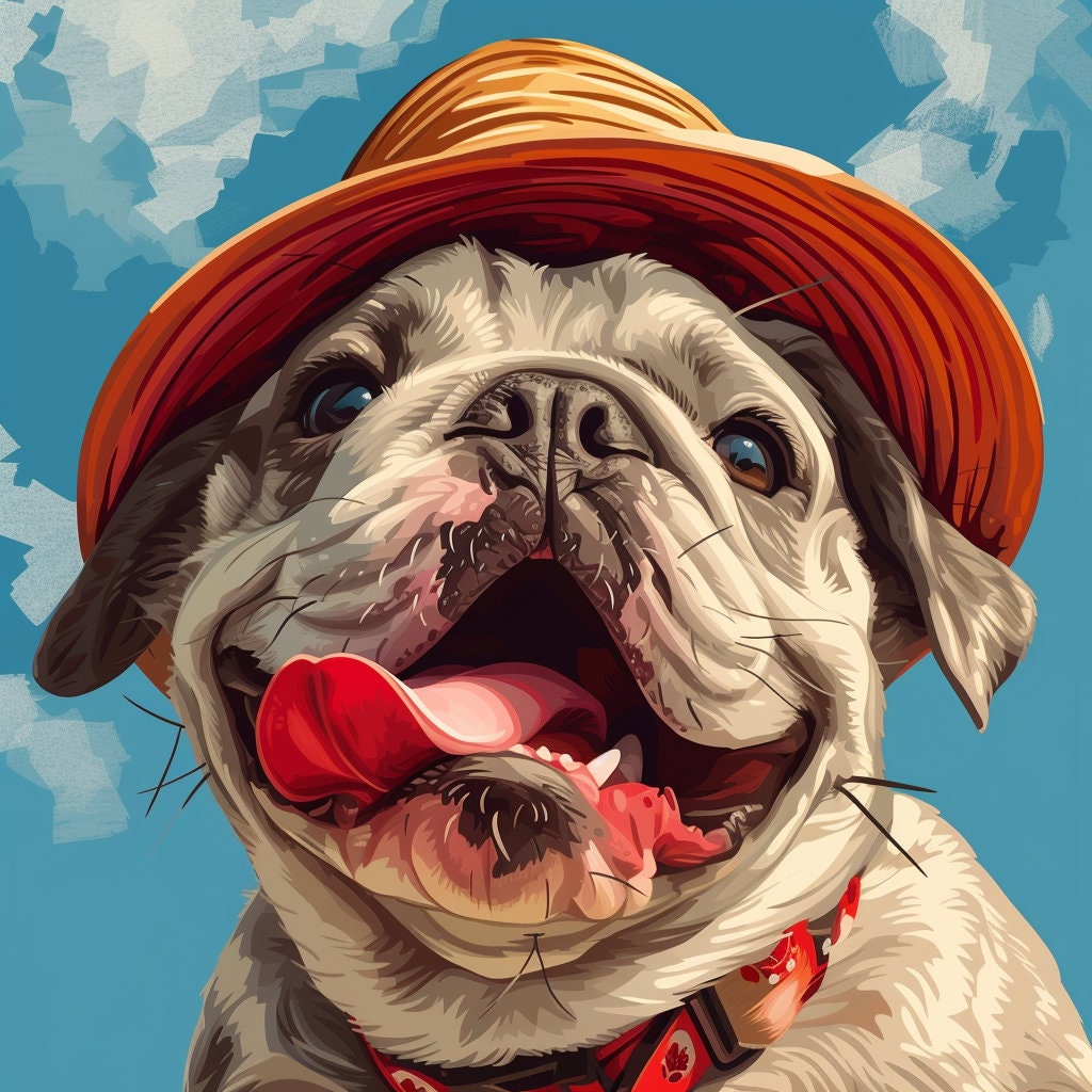 Happy Pug Dog Clip Art, Digital Download Sublimation Graphic, AI Art ...