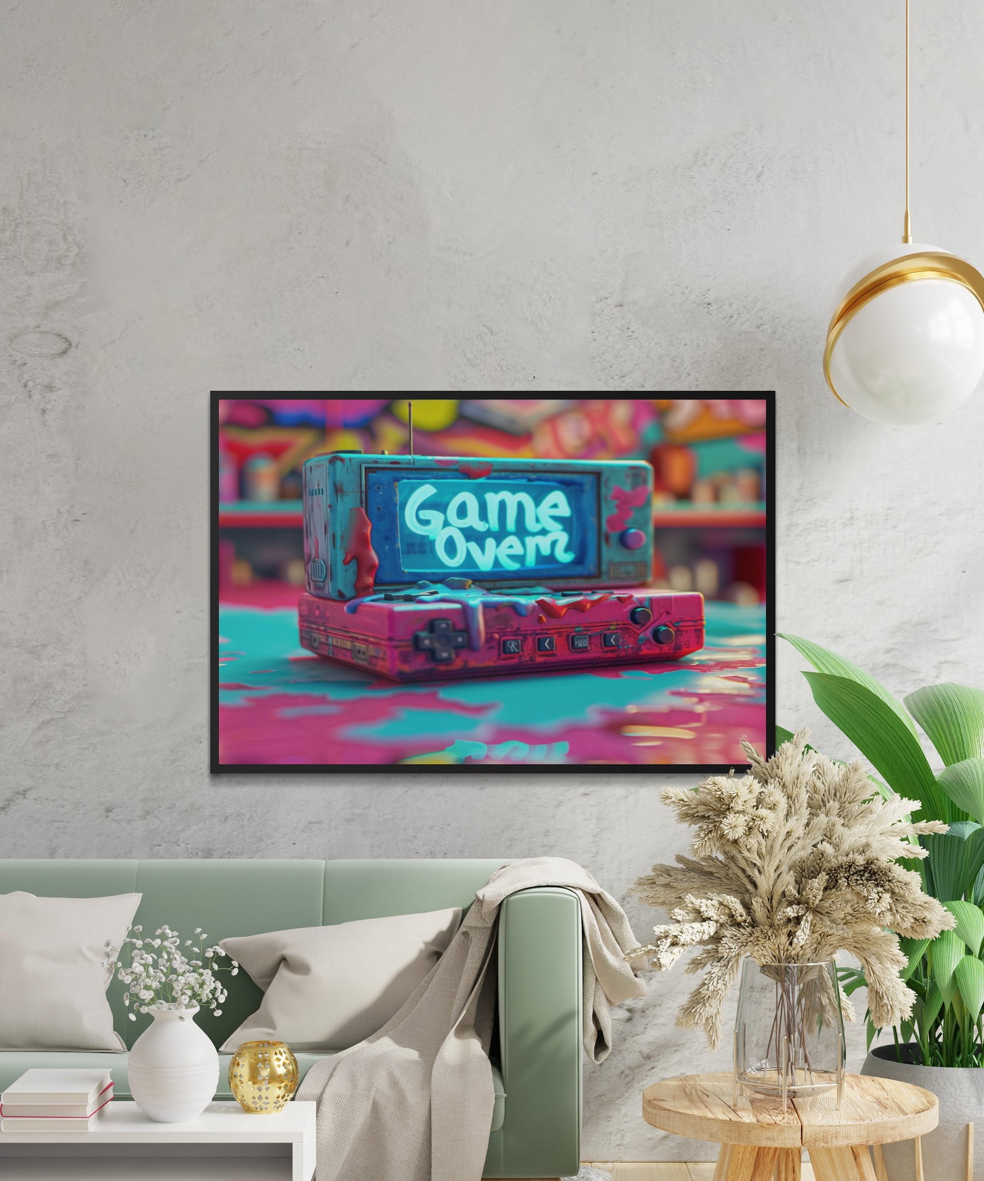 Retro Game Over Screen Digital Wallpaper, Vintage Gaming Console ...