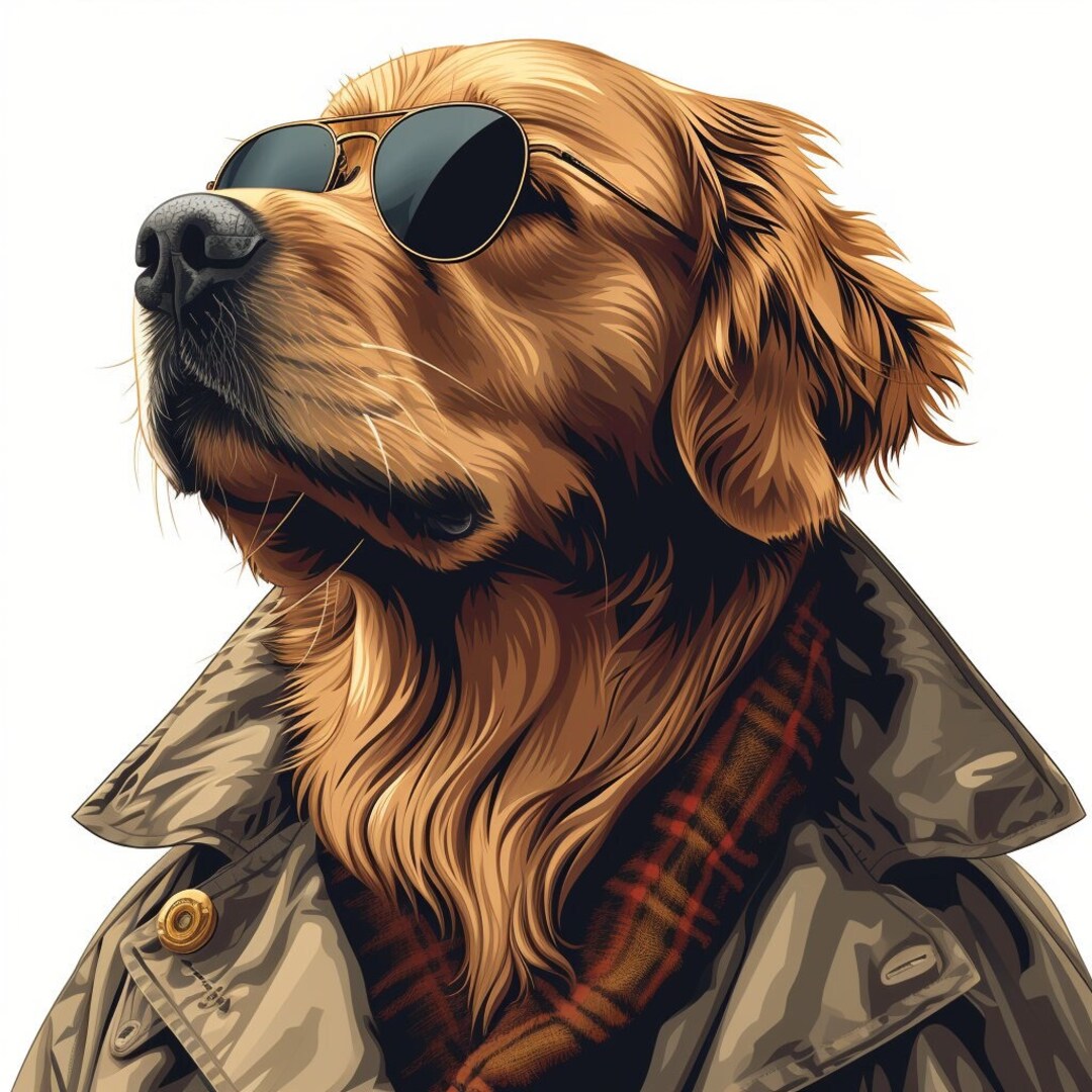 Stylish Dog Digital Vector Art, Cool Pet Portrait, Sunglasses Dog ...