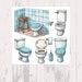Bathroom Clipart Set, Watercolor Toilet Illustrations, Digital Download ...