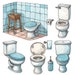 Bathroom Clipart Set, Watercolor Toilet Illustrations, Digital Download ...
