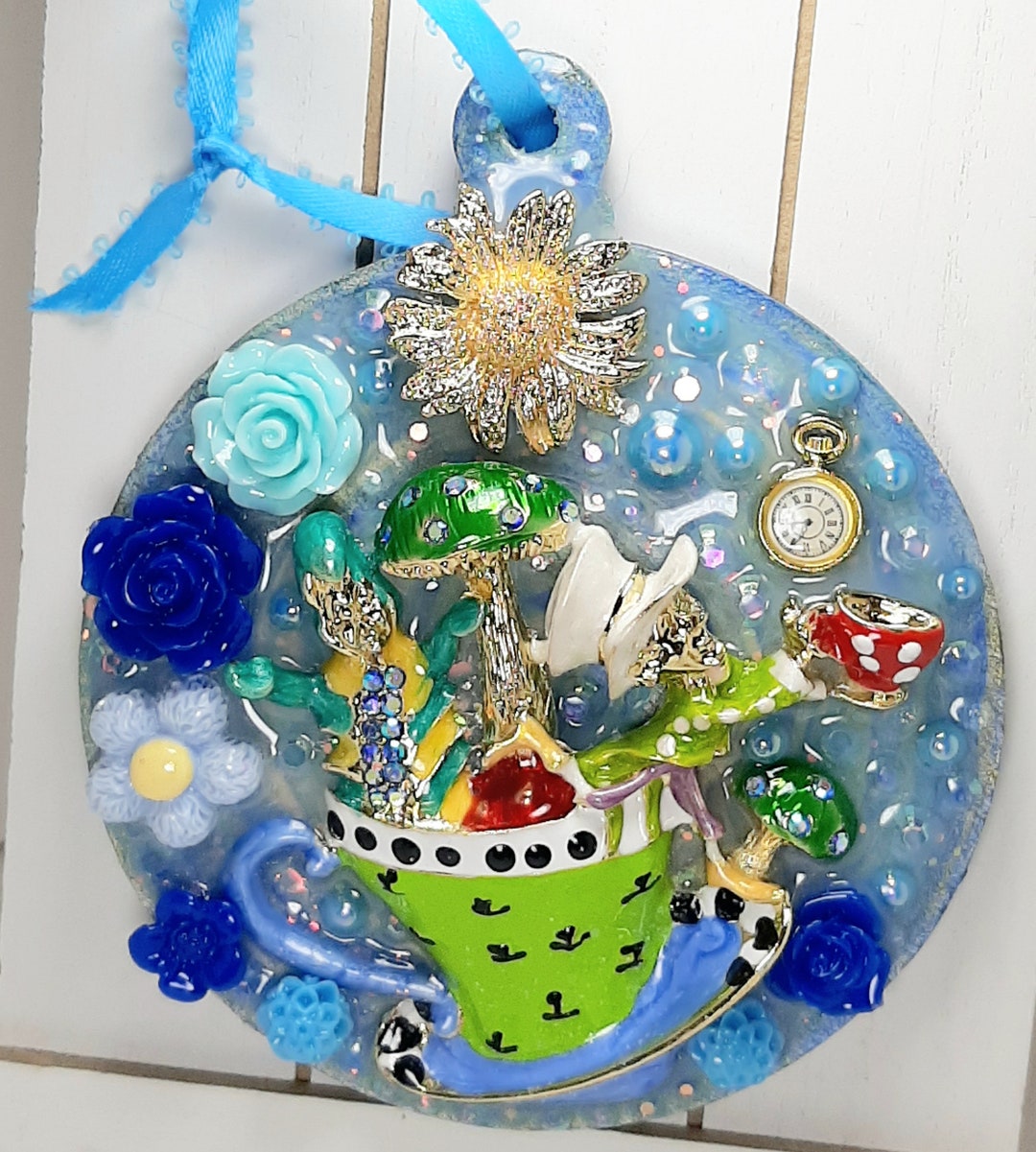Whimsical Alice in Wonderland Theme Jeweled Bling Ornament Wall Hanging ...