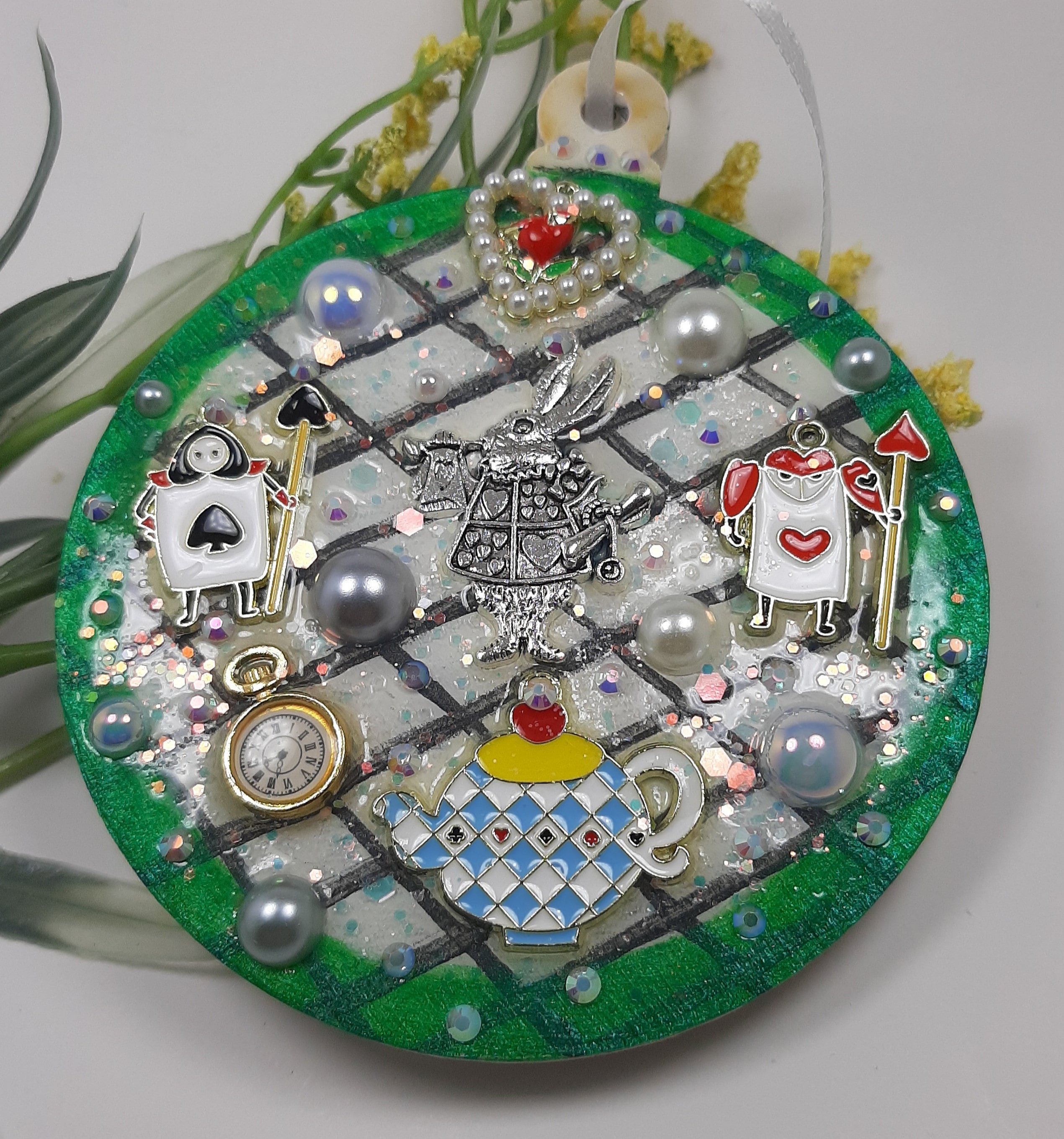 Whimsical Alice in Wonderland Theme Jeweled Bling Ornament Wall Hanging ...