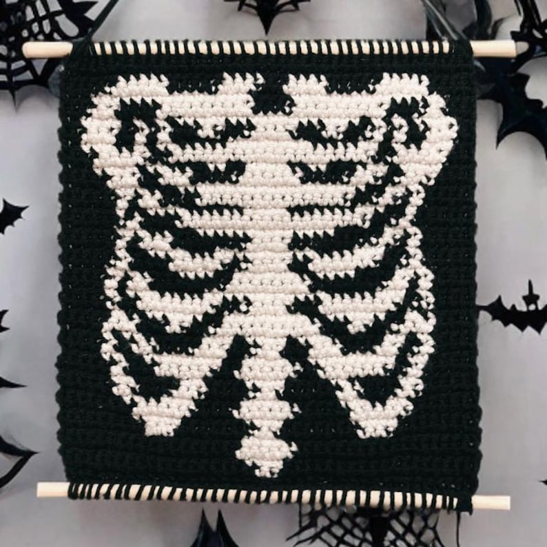 Crochet Pattern | Skeleton | Skeleton Wall Hanger | Tapestry Crochet ...