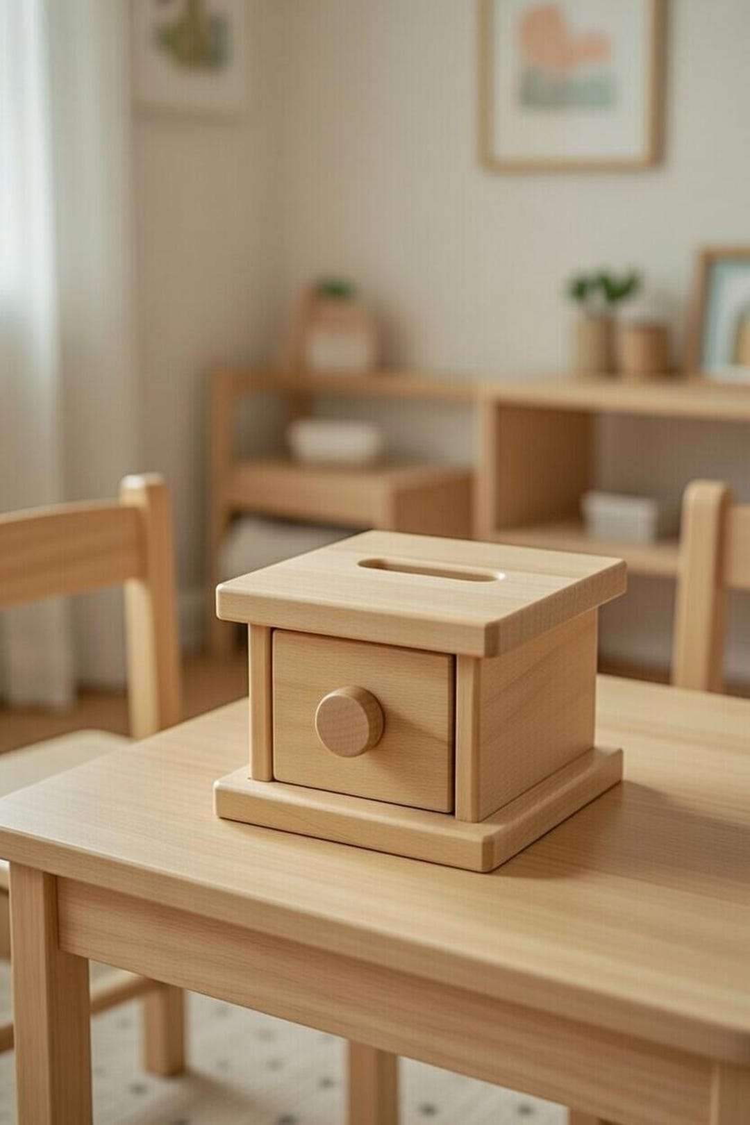 Montessori Imbucare Coin Box With Drawer - Etsy
