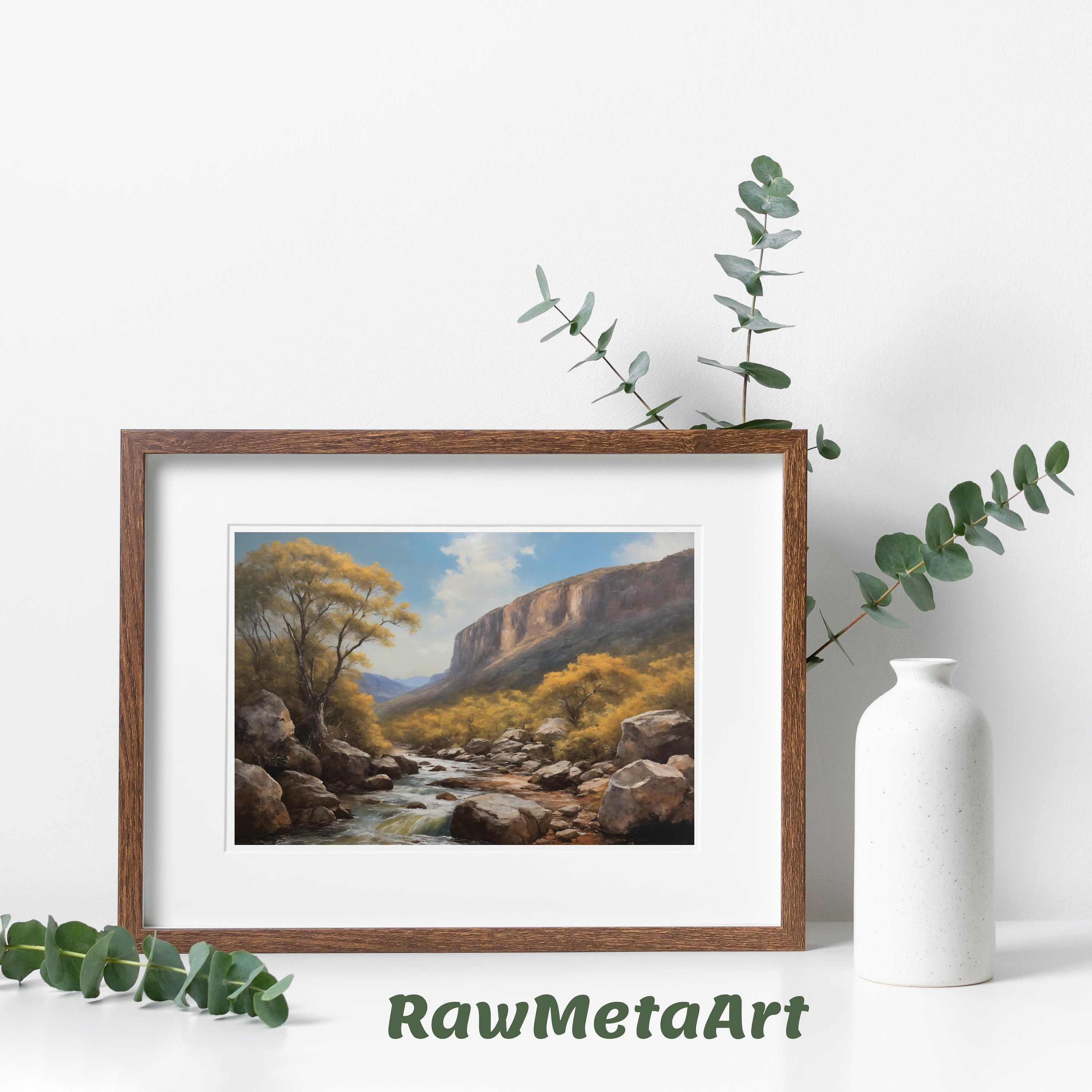 Australian Outback Landscape Spring Painting Print Spring Decor Vintage ...