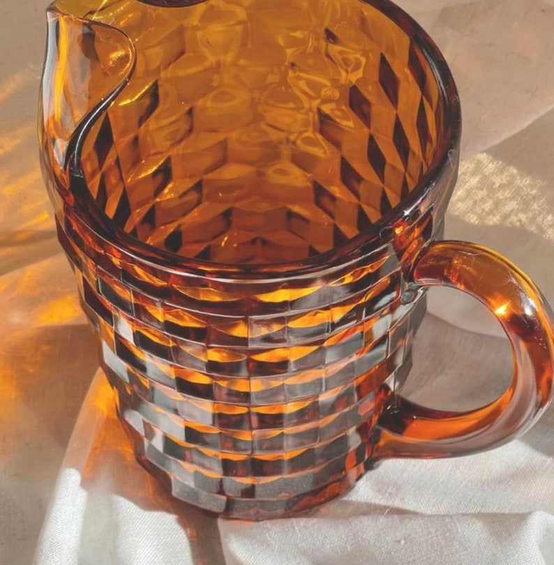 Vintage Colony Whitehall Amber Glassware Set W/pitcher set of 10 - Etsy