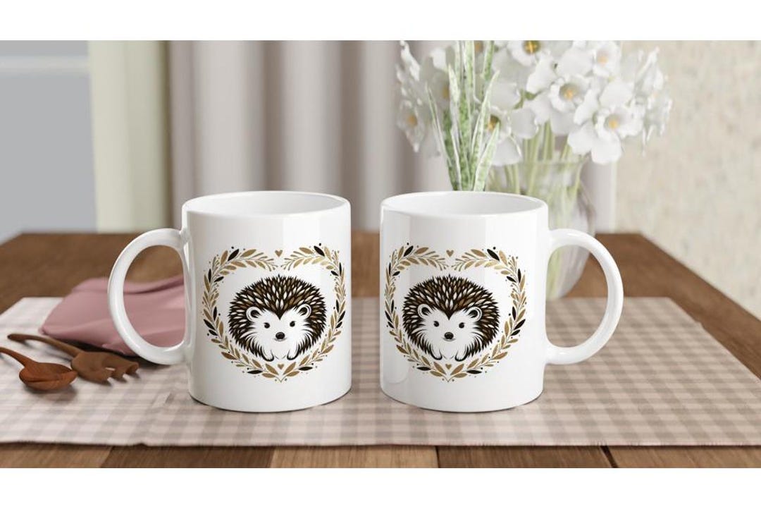 Adorable Hedgehog Coffee Mug With Heart Frame Design Perfect Gift for ...