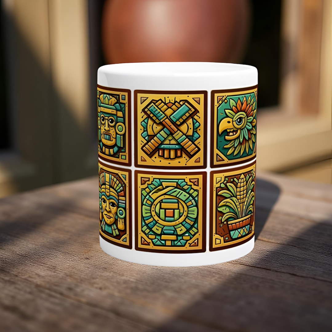 Traditional Aztec Tile Design Mug (04/04) - 11oz Ceramic Coffee Cup - Etsy