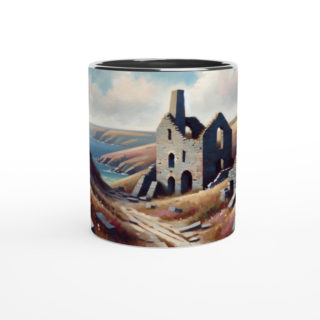 Cornwall Heritage Series 01/04: Coastal Tin Mine White 11oz Ceramic Mug ...