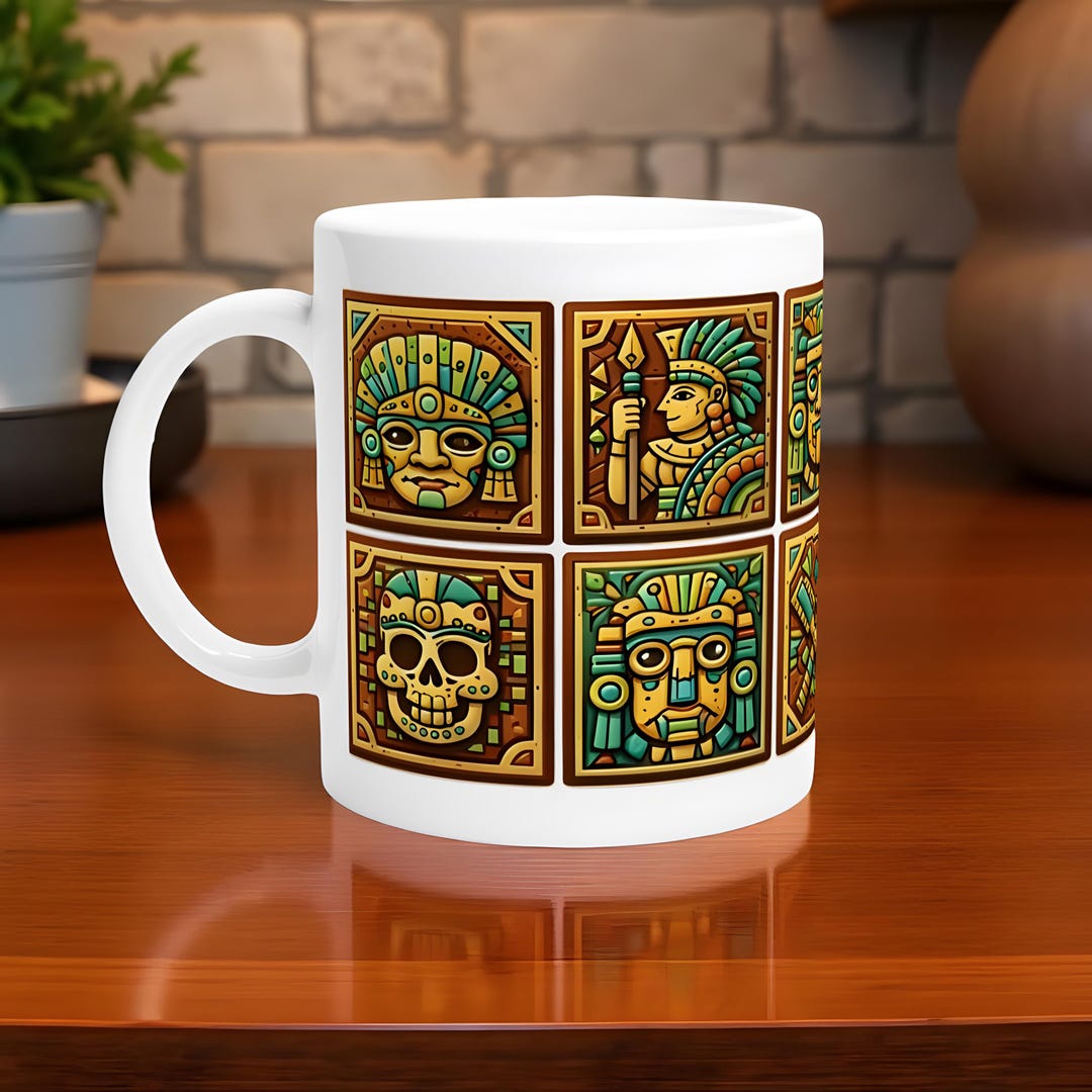 Traditional Aztec Tile Design Mug (02/04) - 11oz Ceramic Coffee Cup - Etsy