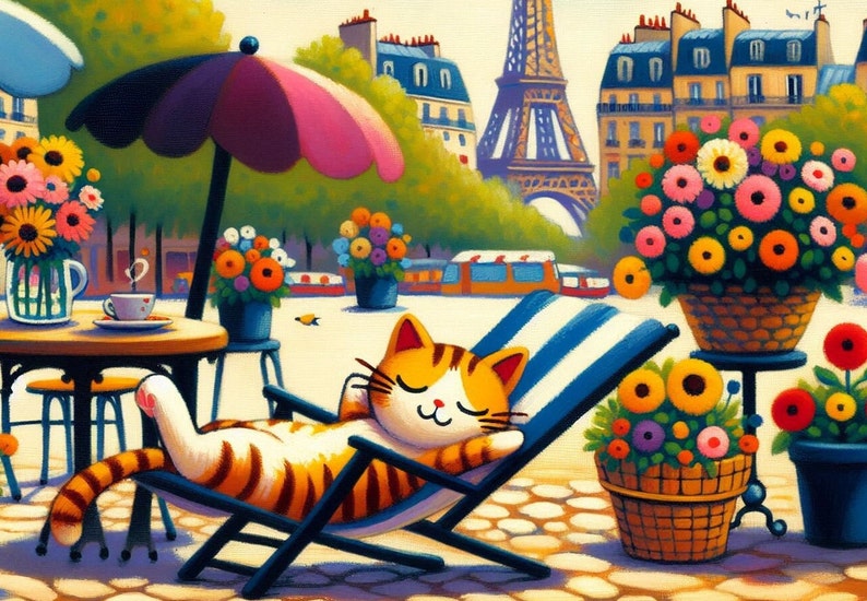 The Lazy Cat of Paris the Lazy Cat Travel Series No.09 White 11oz ...