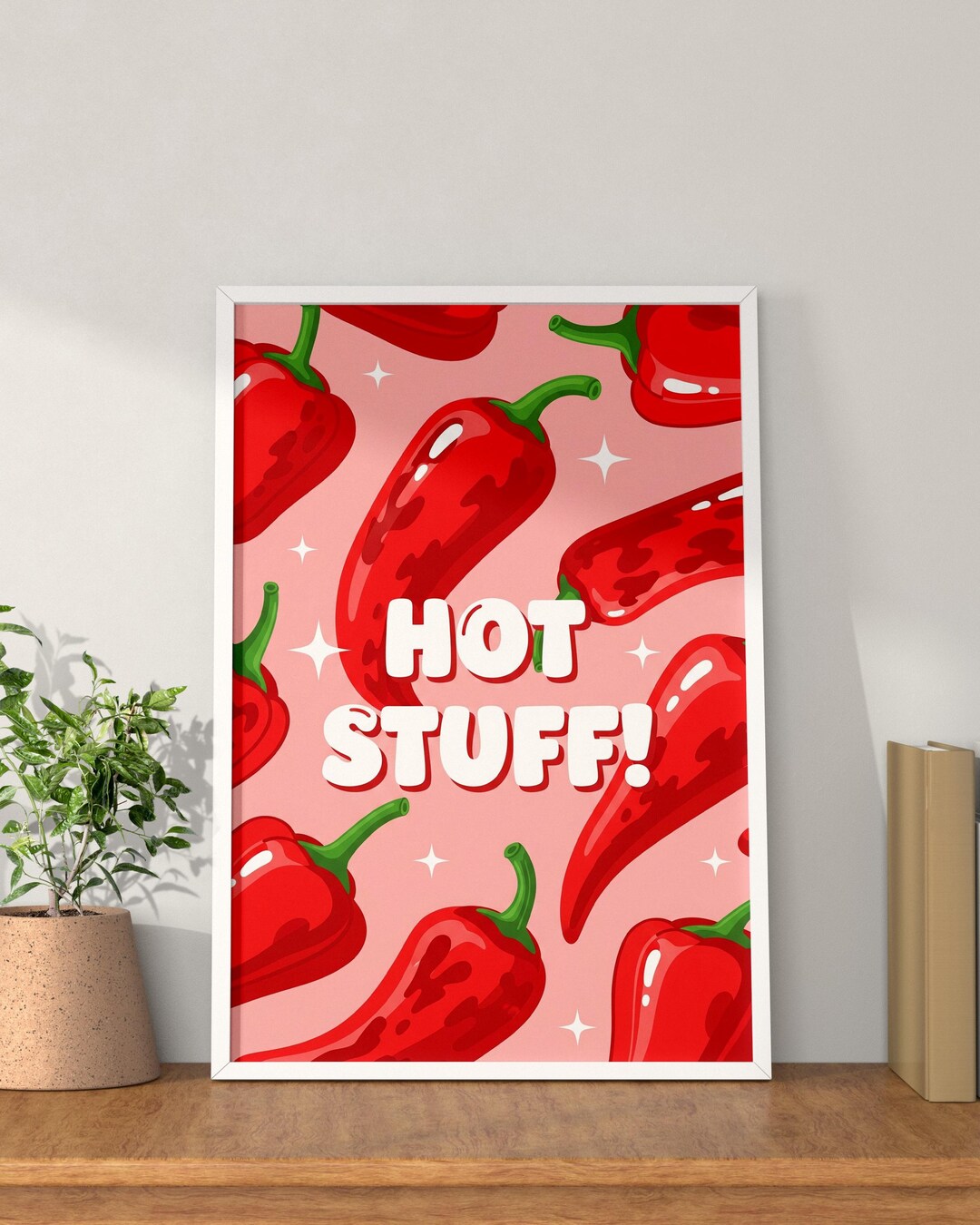 Hot Stuff Chili Pepper Print: Eclectic Maximalist Kitchen Art (digital ...