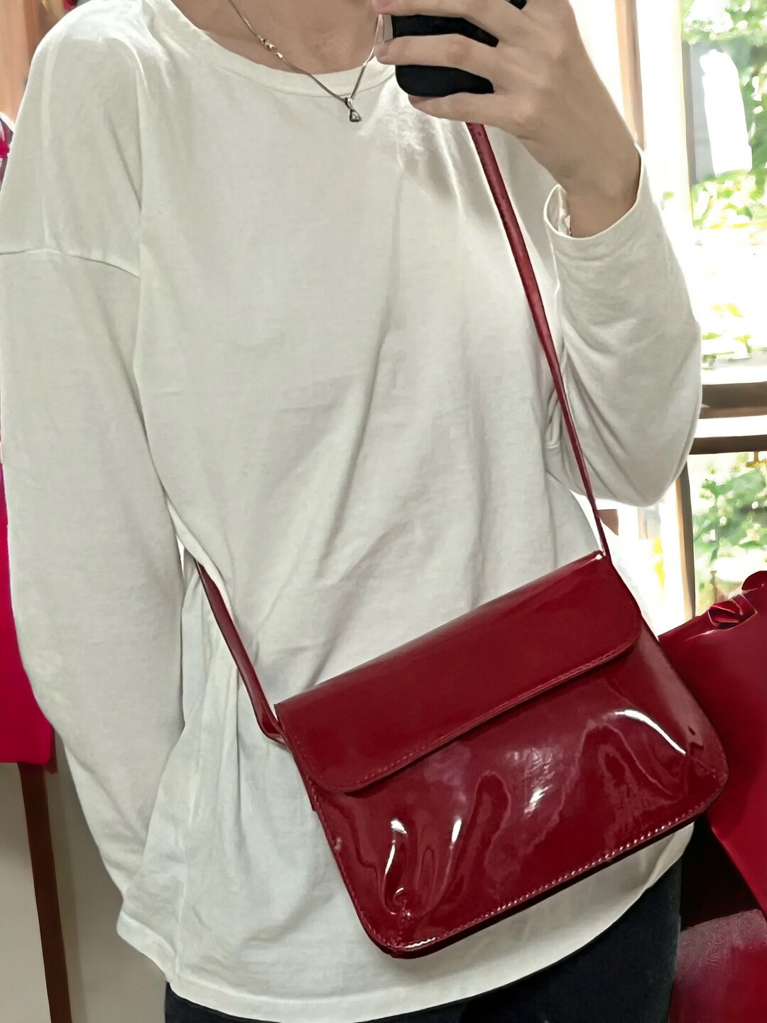 Vintage Red Bag, Underarm Bag, Square Bag, Shoulder Bag, Crossbody Bag ...