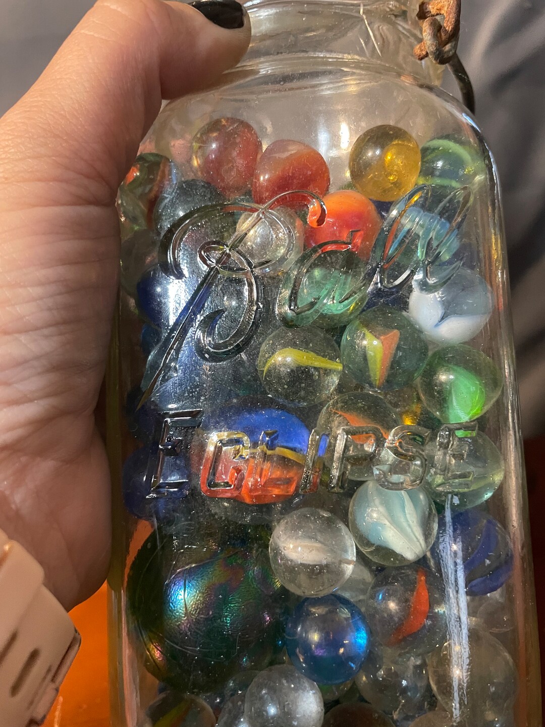 BALL ECLIPSE 1920s Mason Jar Full of ANTIQUE Marbles - Etsy