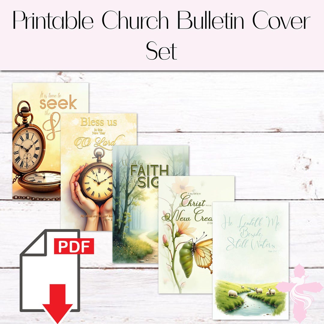 Printable New Year Bulletin Covers: Church Worship Set (canva Template ...