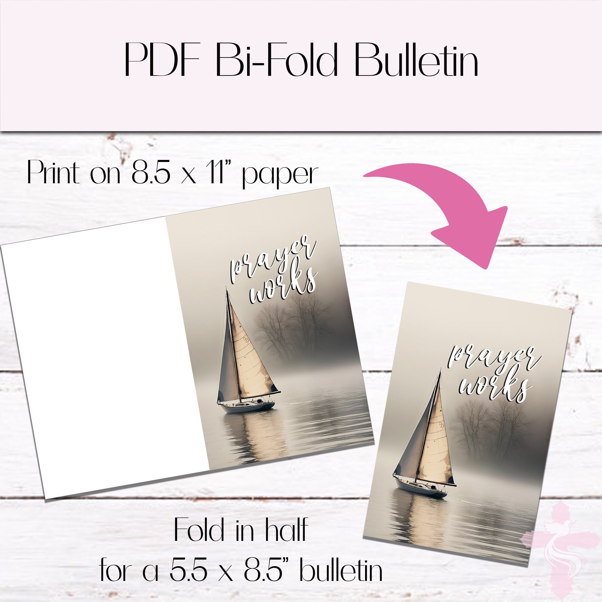 Sailboat Church Bulletin Cover: Prayer Works, Canva Template (PDF ...
