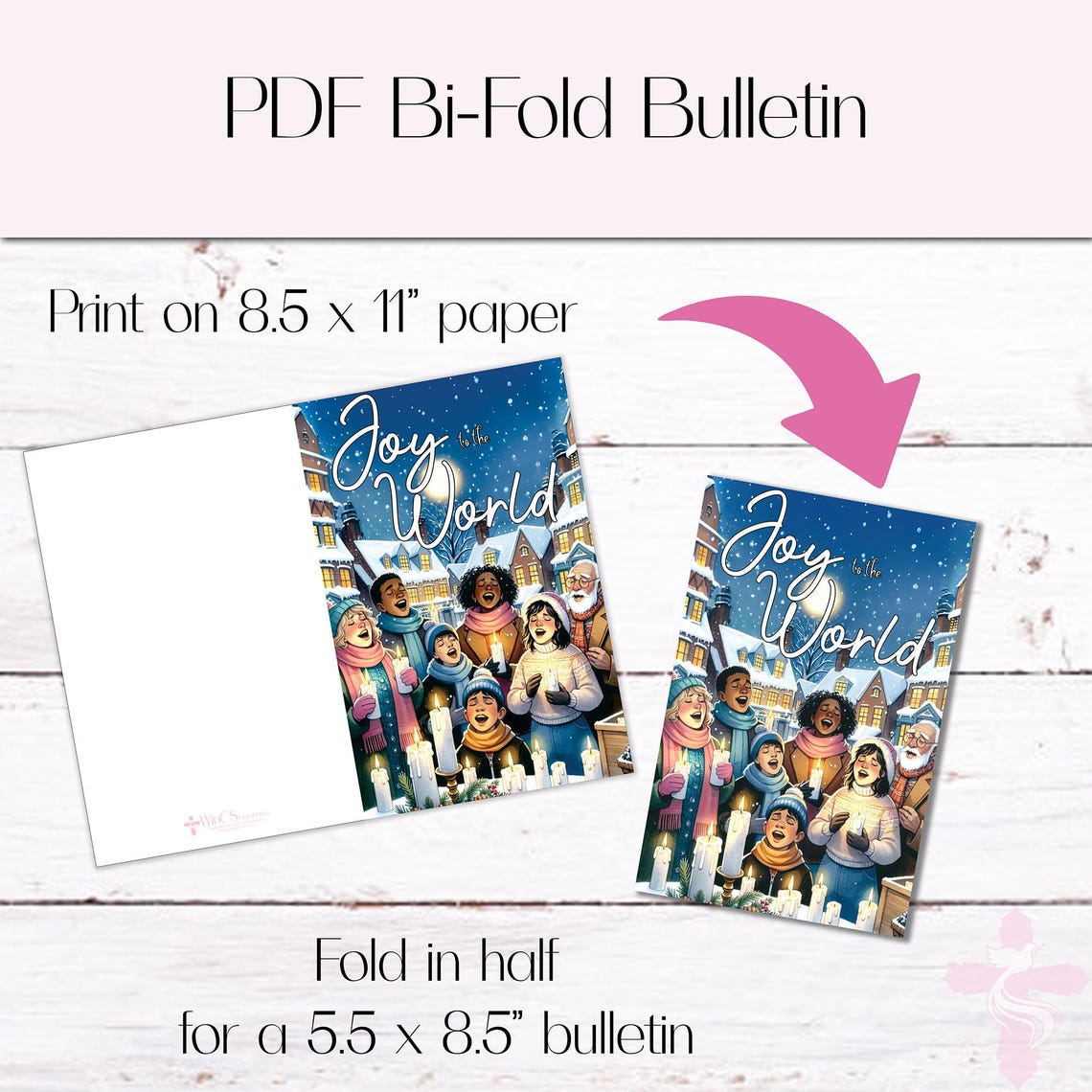 Printable Christmas Church Bulletin Cover: Joy to the World (canva ...