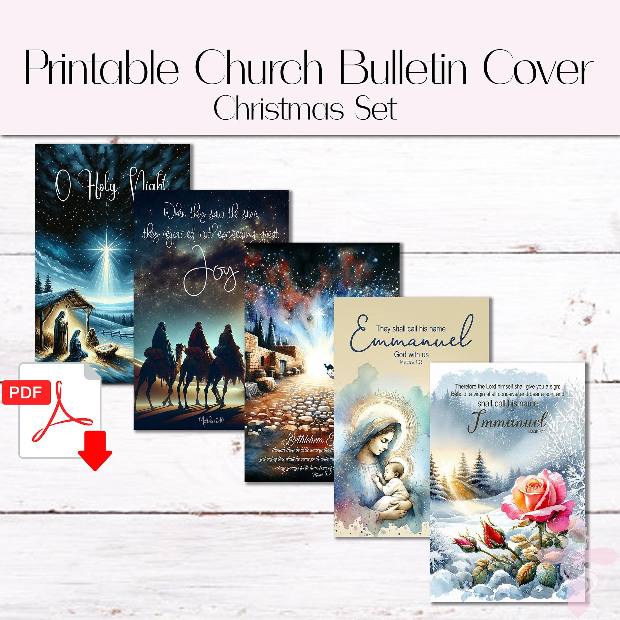 Celestial Christmas Bulletin Cover Set: Printable Church Template ...