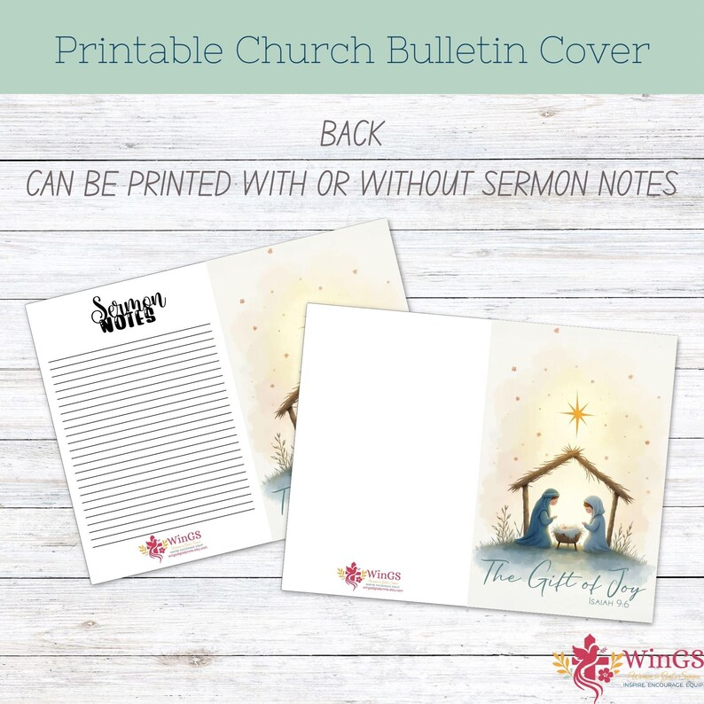 The Gift of Joy Nativity Bulletin Cover - PLUS Canva Template - Instant ...