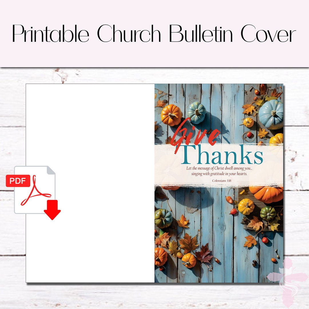 Printable Church Bulletin Cover: Rustic Fall Thanksgiving (canva ...