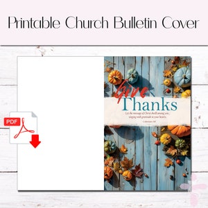 Printable Church Bulletin Cover: Rustic Fall Thanksgiving (canva ...