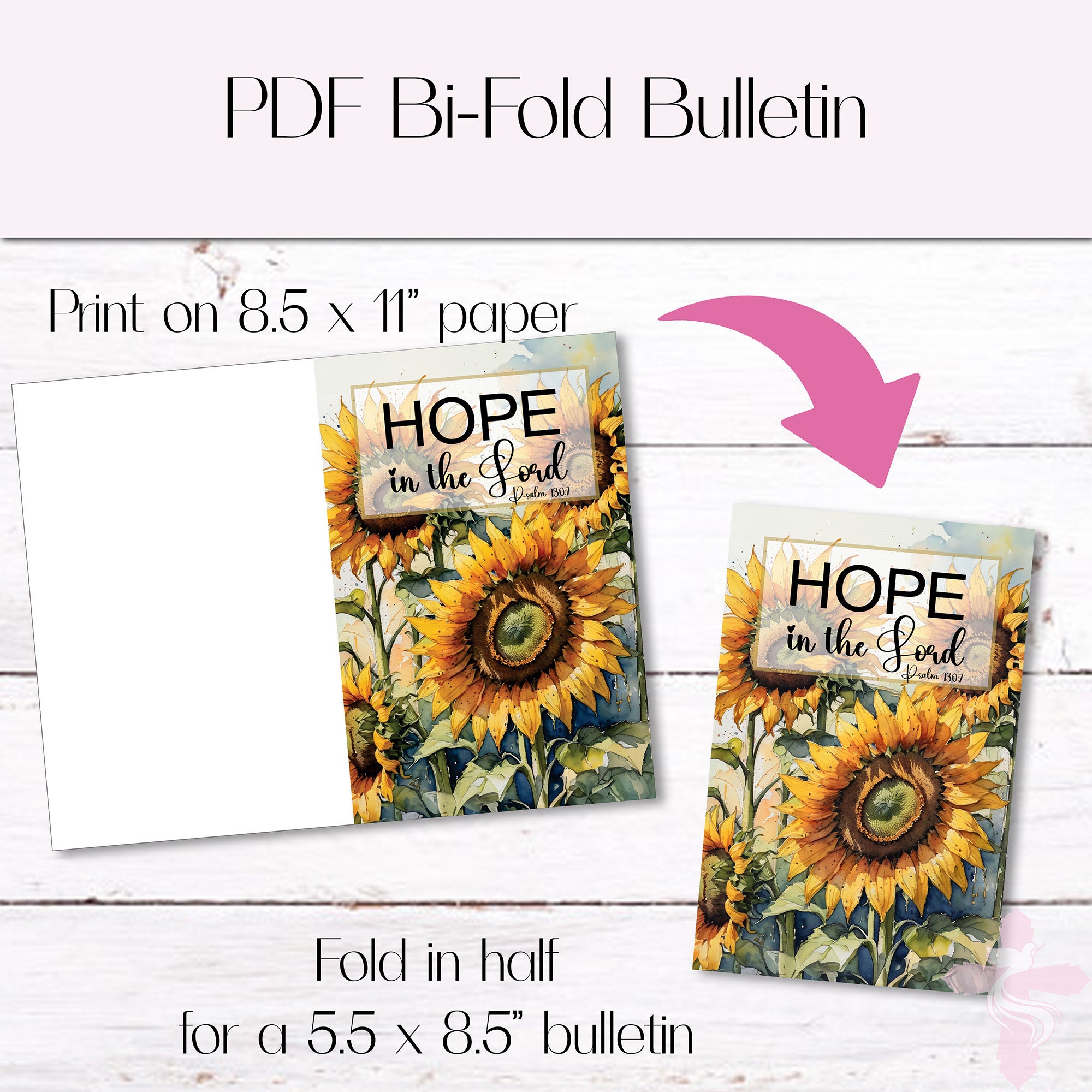 Sunflower Church Bulletin Cover: Hope in the Lord, Canva Template (PDF ...