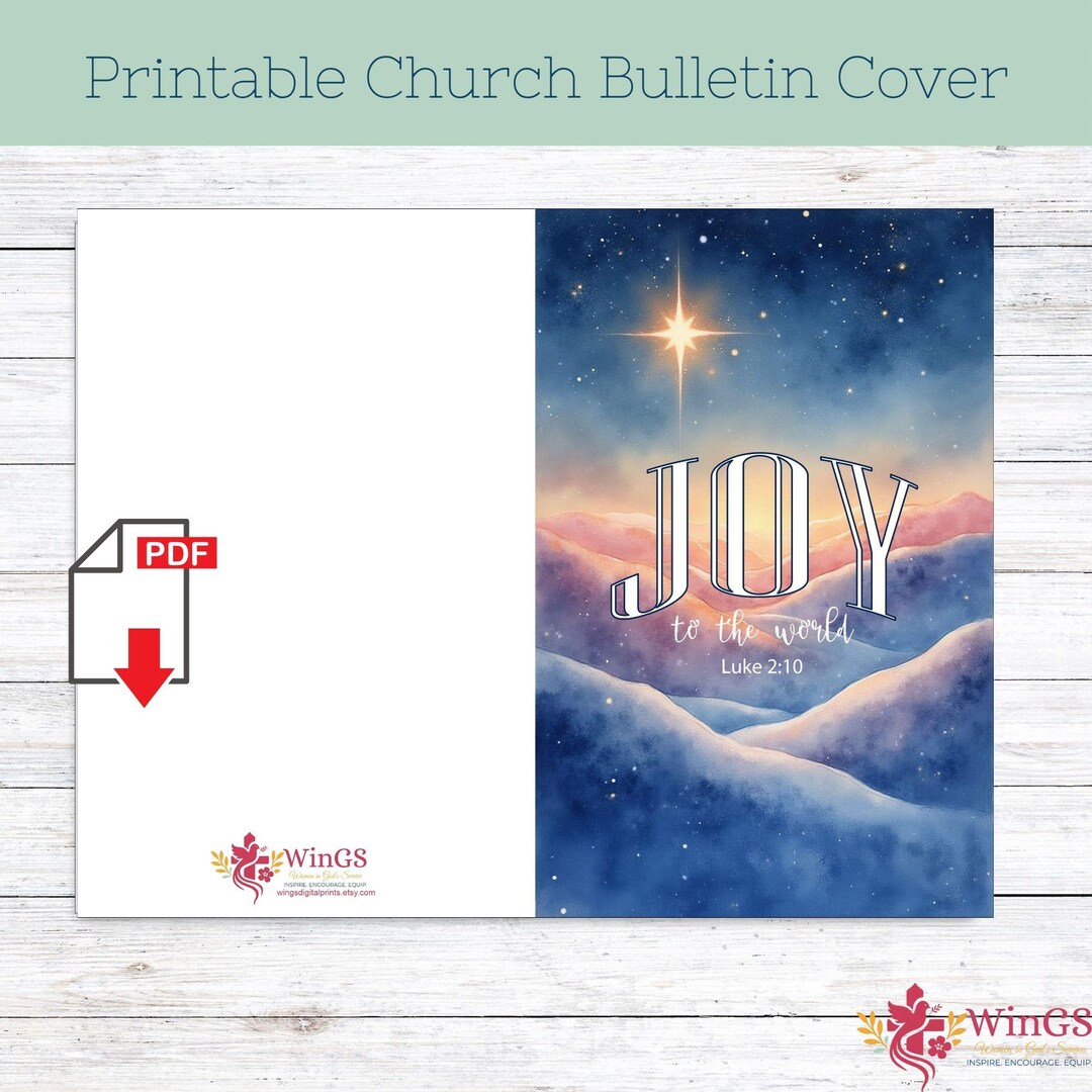 JOY to the World Christmas Bulletin Cover - PLUS Canva Template ...