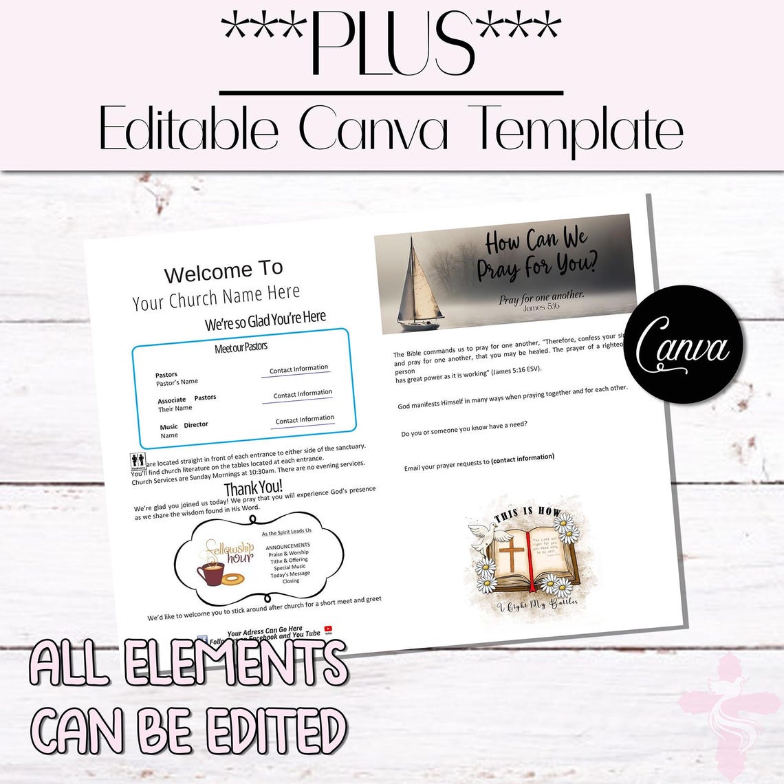 Printable Church Bulletin Cover - PLUS Canva Template - 8.5 X 11 Bi ...