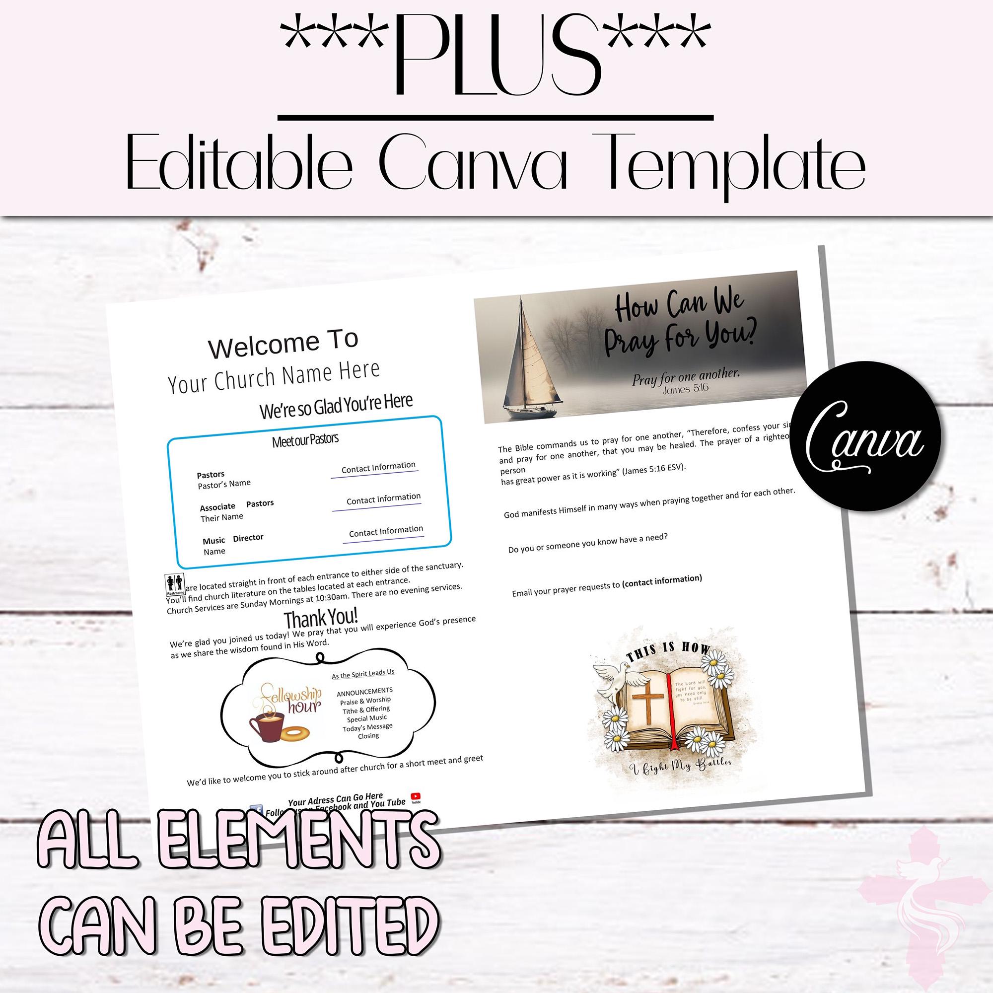 Fall Church Bulletin Cover Set: KJV Scripture, Canva Template (digital ...