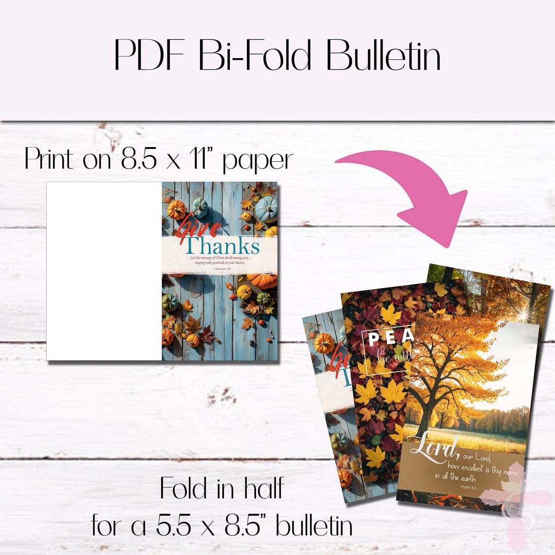 Fall Church Bulletin Cover Set: KJV Scripture, Canva Template (digital ...