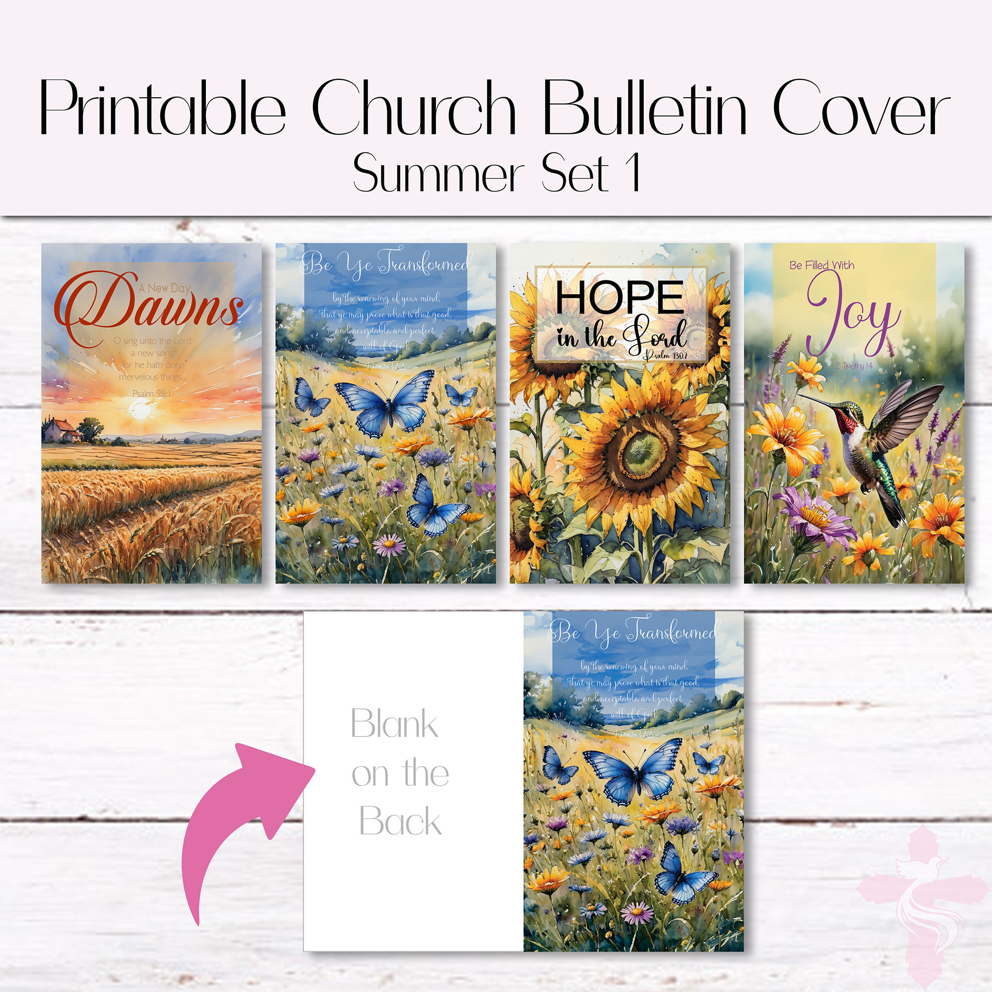 Summer Church Bulletin Cover Set: Inspirational Scripture (printable ...