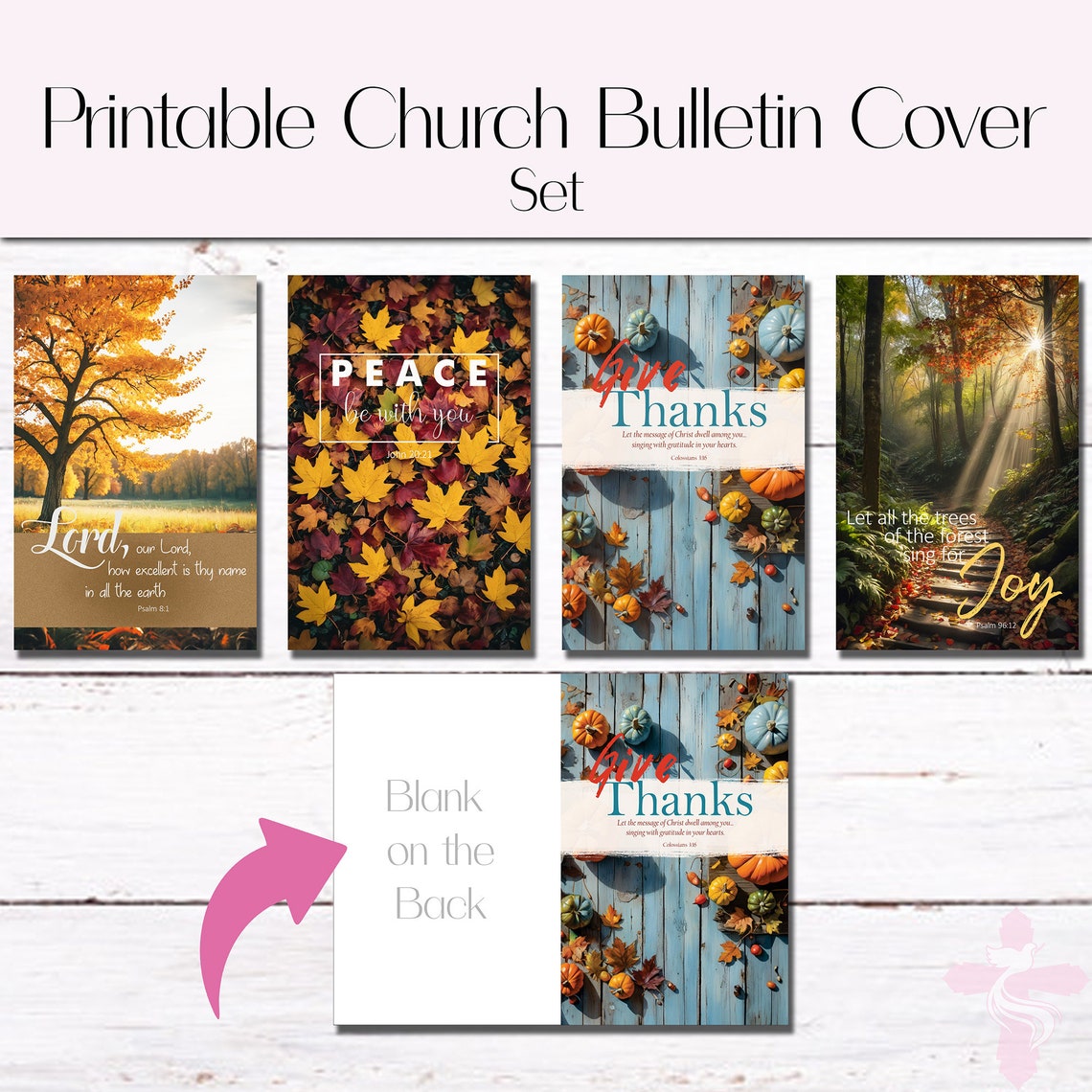 Fall Church Bulletin Cover Set: KJV Scripture, Canva Template (digital ...