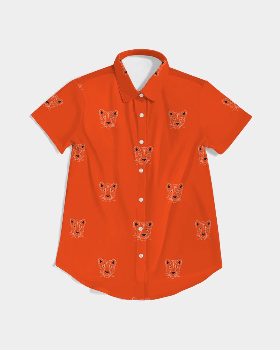 Women's Cheetah Head Button Up - Etsy