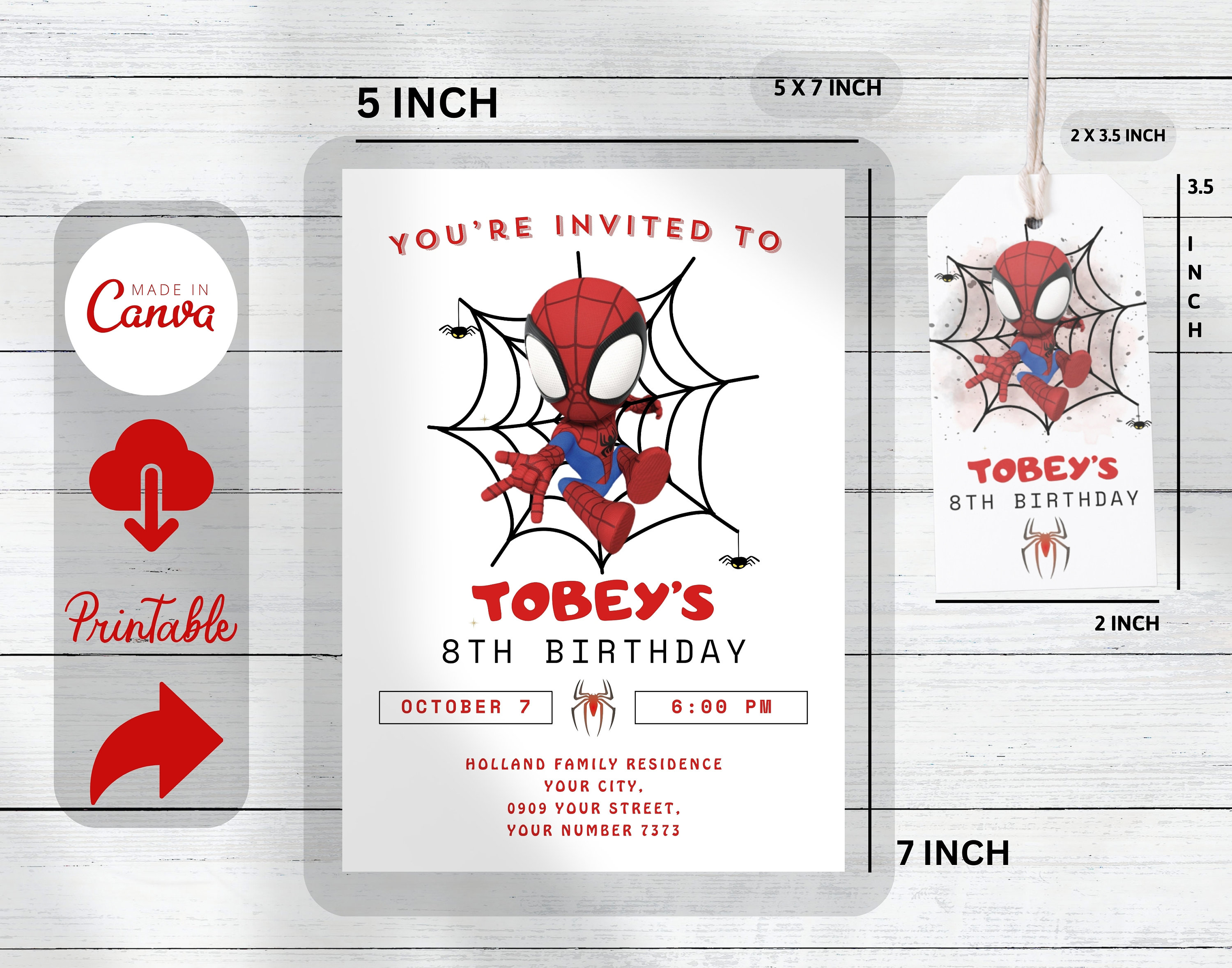 Spider Man Invitation Template, Printable Birthday Party Invitation ...