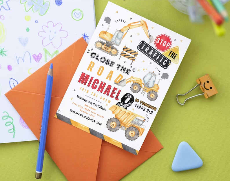 Printable Construction Invitation, Editable Construction Birthday ...