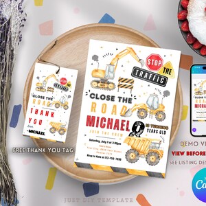 Printable Construction Invitation, Editable Construction Birthday ...