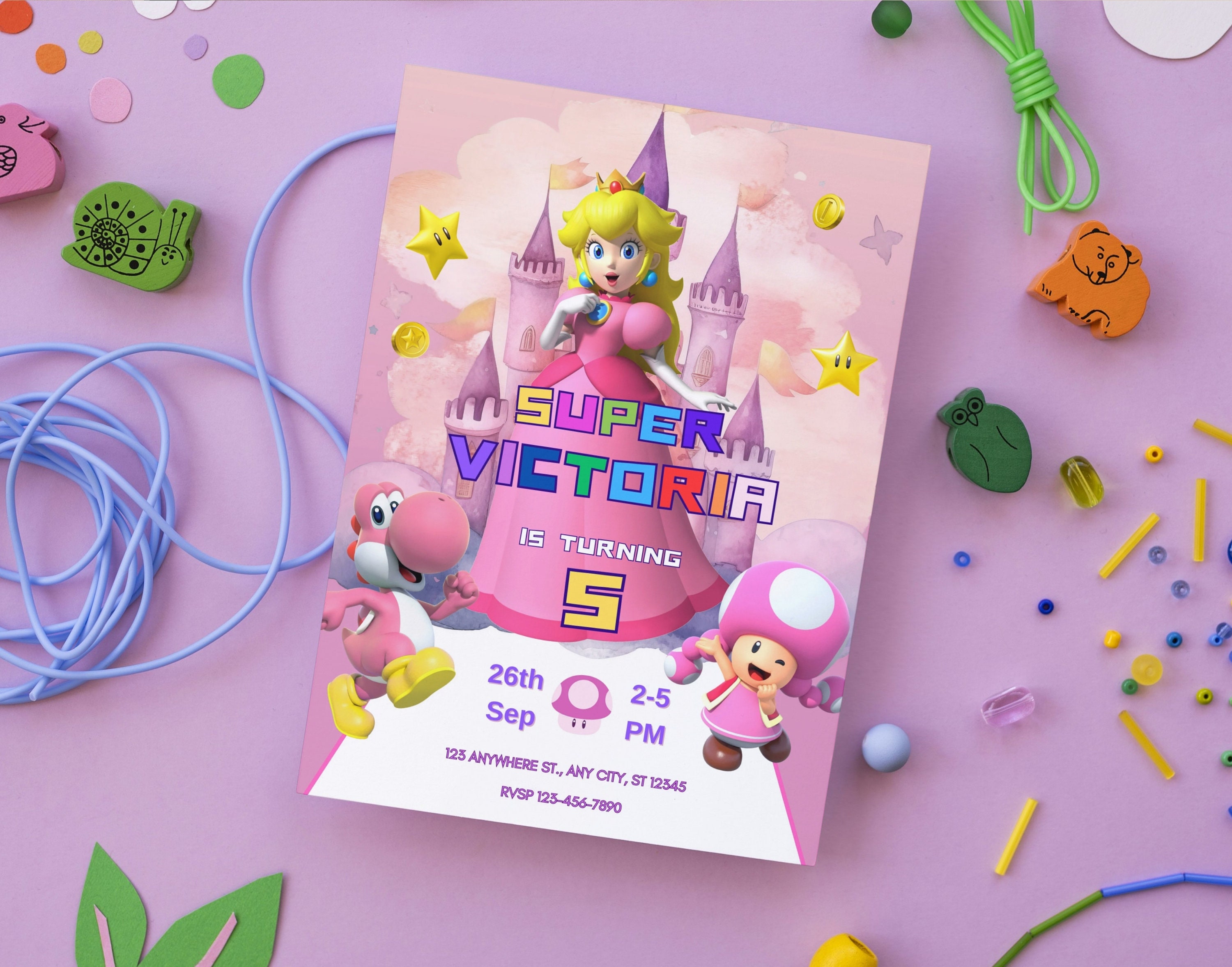 Princess Peach Invitation, Editable Super Mario Bros Princess Birthday ...