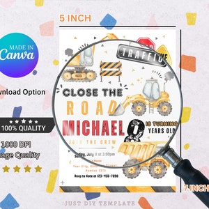 Printable Construction Invitation, Editable Construction Birthday ...