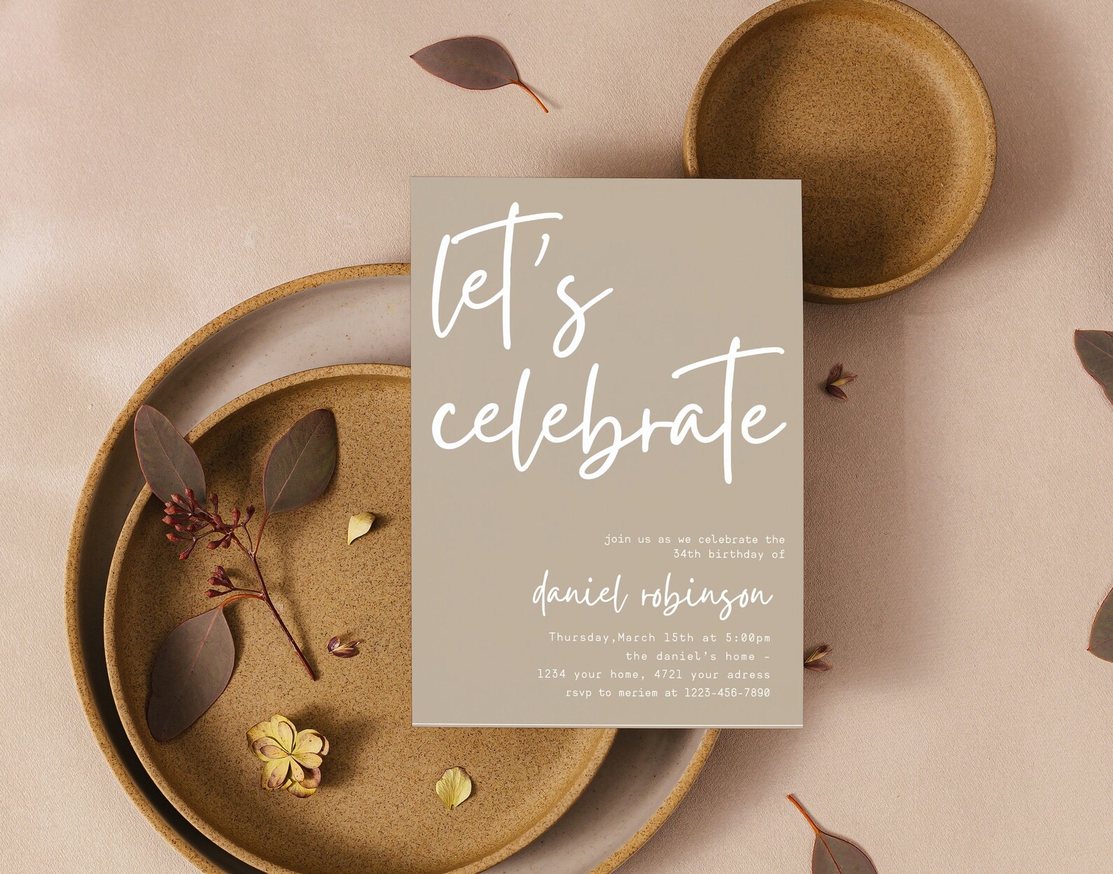 Editable Let's Celebrate Party Invitation, Adult Simple Modern Party Invite, Anniversary ...